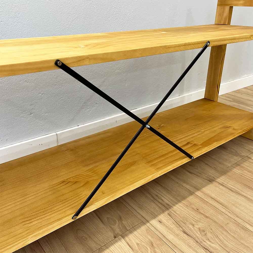 Rack de TV de Madeira Pinus com Estante 6 Prateleiras Slim Linea Nozes