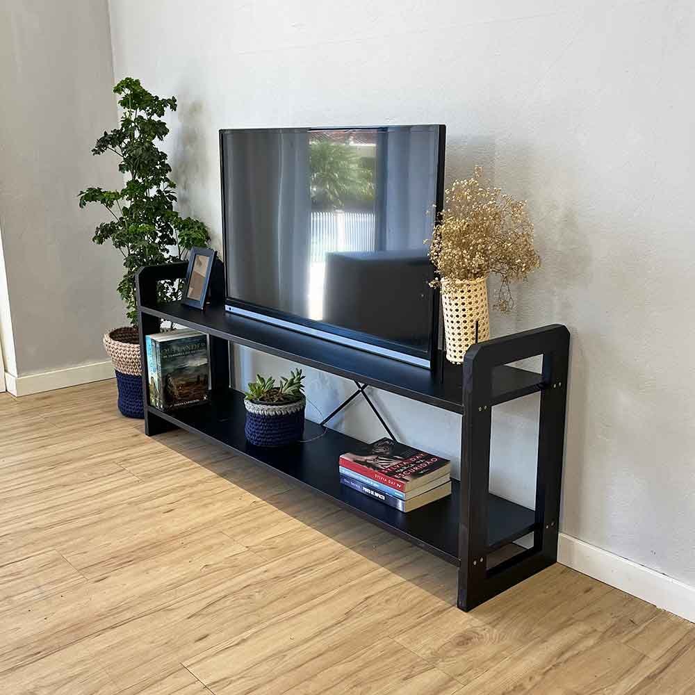 Rack de TV de Madeira Pinus Linea Preto